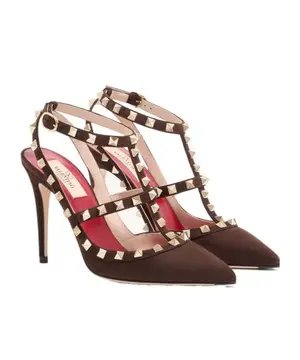 Valentino Garavani Rockstud Suede Pumps 100mm - Ebony