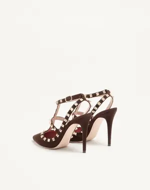 Valentino Garavani Rockstud Suede Pumps 100mm - Ebony