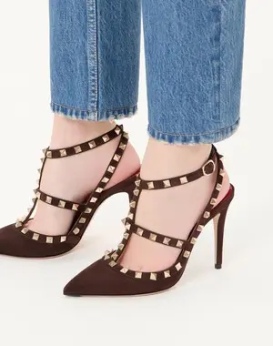 Valentino Garavani Rockstud Suede Pumps 100mm - Ebony