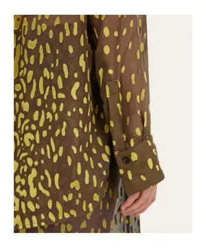 FERRAGAMO Devoré Georgette Animal Print Shirt - Green
