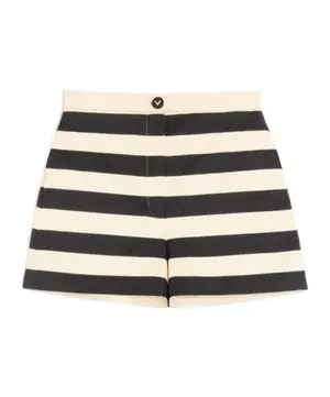 Valentino Garavani Cotton Satin Shorts With Maxi Barré Stripe