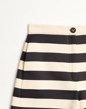 Valentino Garavani Cotton Satin Shorts With Maxi Barré Stripe