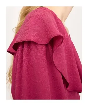 Chloé Round Neck Ruffled Silk Blouse - Deep Ruby Red