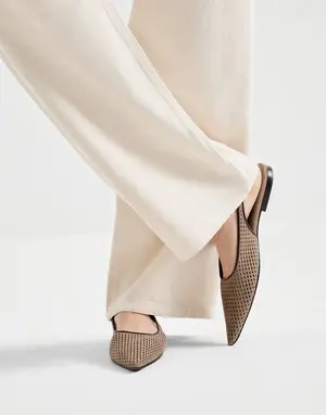 Brunello Cucinelli Sparkling Leather Slingback Ballet Flats - Brown
