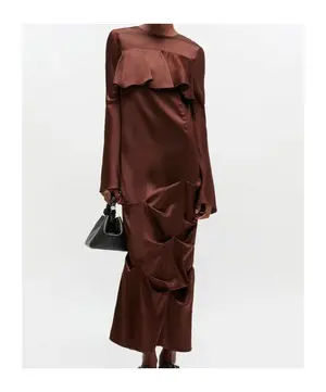 GANNI Draped Long-sleeve Maxi Dress With Ruffles