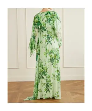 Erdem Floral Print Draped Maxi Dress
