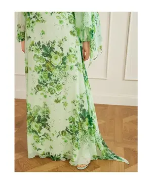 Erdem Floral Print Draped Maxi Dress
