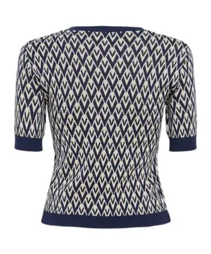 Valentino Garavani Wool Jacquard Short Sleeve Sweater - Multicolor