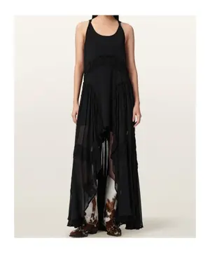 ALLSAINTS Dorina Ruffled High-low Maxi Dress - Black