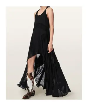 ALLSAINTS Dorina Ruffled High-low Maxi Dress - Black