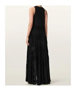 ALLSAINTS Dorina Ruffled High-low Maxi Dress - Black
