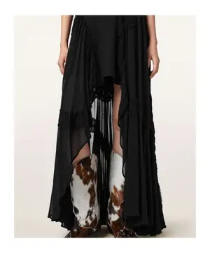 ALLSAINTS Dorina Ruffled High-low Maxi Dress - Black