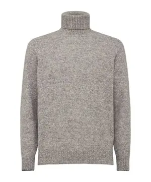 Brunello Cucinelli Alpaca Blend Knit Turtleneck Sweater - Gray