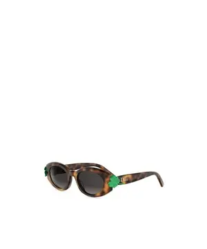 Dior Oval Full Rim Sunglasses With Clover Embellishments - Black