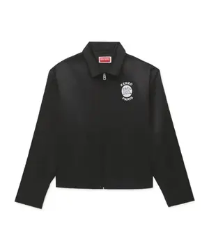 Kenzo Emblem Zip Up Coach Jacket In Coated Nylon