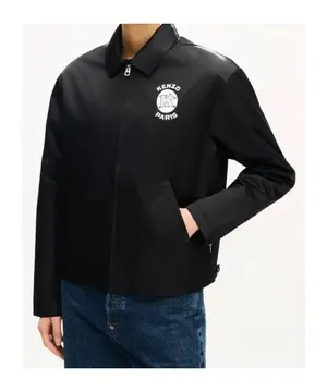 Kenzo Emblem Zip Up Coach Jacket In Coated Nylon