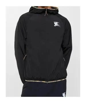 Burberry Hooded Zip-up Jacket With Check Trim