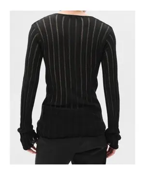 ANN DEMEULEMEESTER Open Rib Lace-up Serafino Knit Top