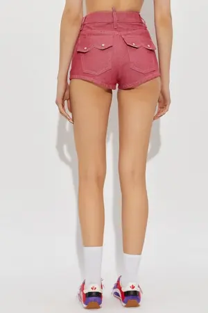 Dsquared2 Oxford Denim High Waist Hot Shorts - Pink