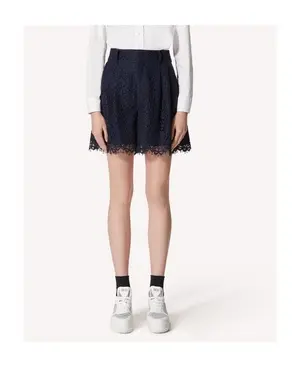 Red Valentino Lace Shorts With Side Pockets - Black
