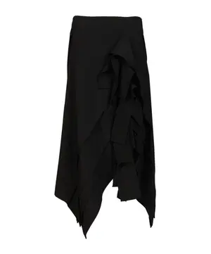 Bottega Veneta Asymmetrical Ruffled Midi Skirt