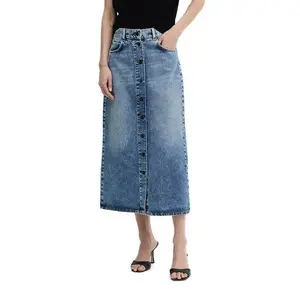 Max Mara Denim Midi Skirt With Belt Loops