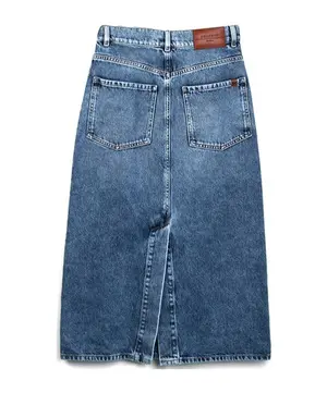 Max Mara Denim Midi Skirt With Belt Loops - Blue