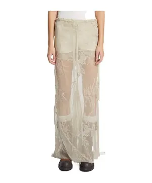 ANN DEMEULEMEESTER Embroidered Silk-voile Maxi Skirt