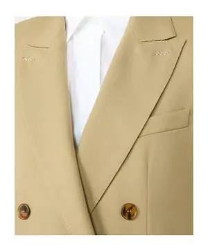 Max Mara Double-breasted Blazer In Mohair, Wool, And Silk - Camel