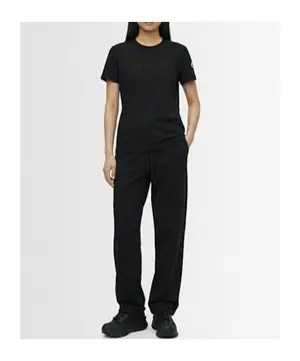Moncler Embroidered Tonal Logo Cotton T-shirt - Black