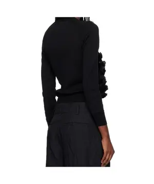Comme Des Garçons Long Sleeve Knit Top With Embellished Neckline