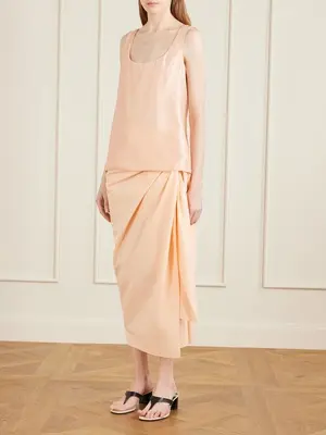 Khaite Parker Satin-twill Tank - Peach
