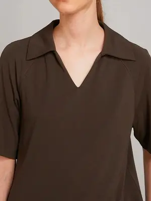 Max Mara Short Sleeve V-neck Polo Shirt With Side Slits