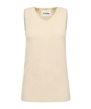 JIL SANDER Rib Knitted Vest With Detachable Collar
