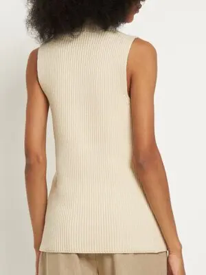 JIL SANDER Rib Knitted Vest With Detachable Collar