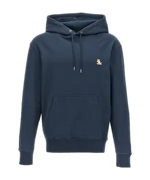 Maison Kitsuné Bold Fox Head Patch Drawstring Hoodie - Blue
