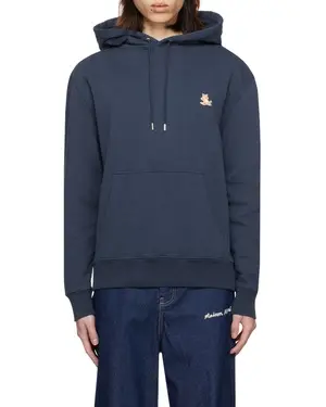 Maison Kitsuné Bold Fox Head Patch Drawstring Hoodie - Blue