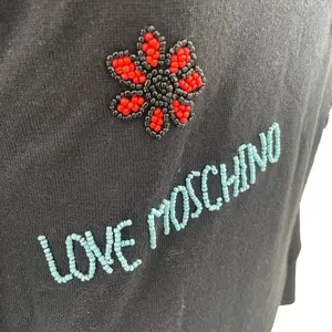 Moschino Beaded Rainbow And Floral Appliqué Round Neck Sweater