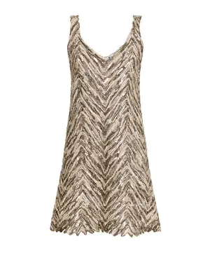 Brunello Cucinelli Chevron Embellished Mini Dress - Brown