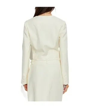 Posse Elspeth Cropped Button Blazer - White