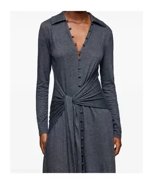 GANNI Tie-front Jersey Maxi Dress - Phantom Black