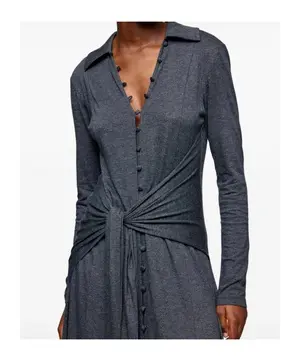 GANNI Tie-front Jersey Maxi Dress - Phantom Black