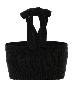 Alanui Knit Crop Top With Shell Detail - Black