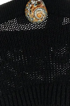Alanui Knit Crop Top With Shell Detail - Black