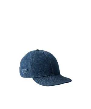 Prada Prada Denim Baseball Cap With Tonal Triangle Logo Navy Blue