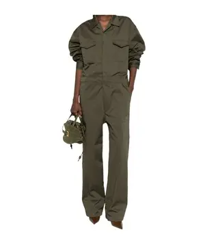 THE FRANKIE SHOP Three-quarter Sleeve Jumpsuit With Button Closure And Pockets - Brown