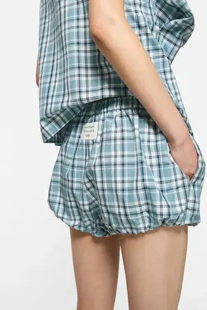 Acne Studios Plaid Bubble Shorts - Blue/white