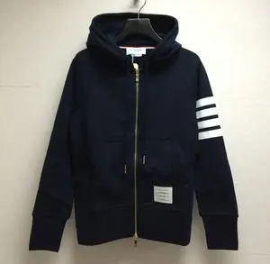 Thom Browne 4-bar Striped Zip-up Hoodie - Black
