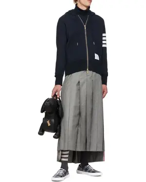 Thom Browne 4-bar Striped Zip-up Hoodie - Black