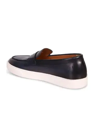 DOUCAL'S Leather Slotted Penny Loafers - Black